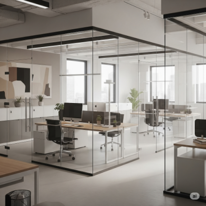 Half wall, half glass - Interior Design Services