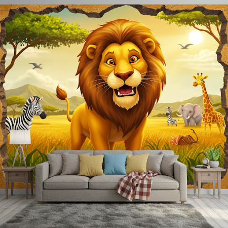 Lion wallpaper mural - Interior Design Services