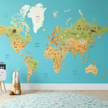 World map mural - Interior Design Services