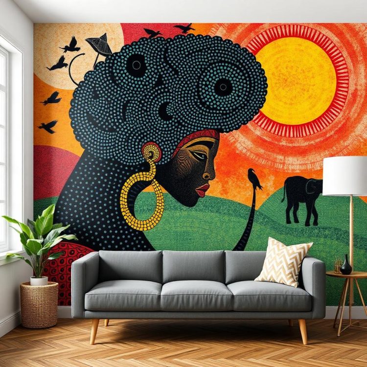 Afro Art Wallpaper - Interior Design Services