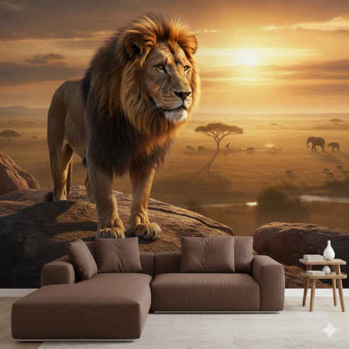 Lion picture wallpaper - Interior Design Services